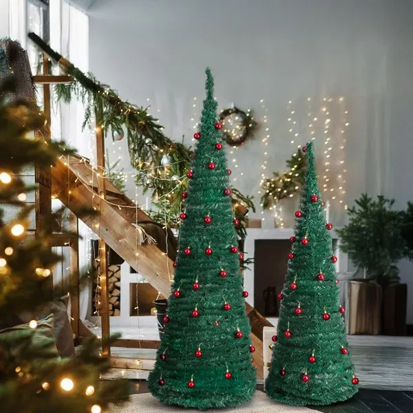 Set Of 2 Pop Up Dunnes Stores Christmas Trees With Red Ball Ornaments ...