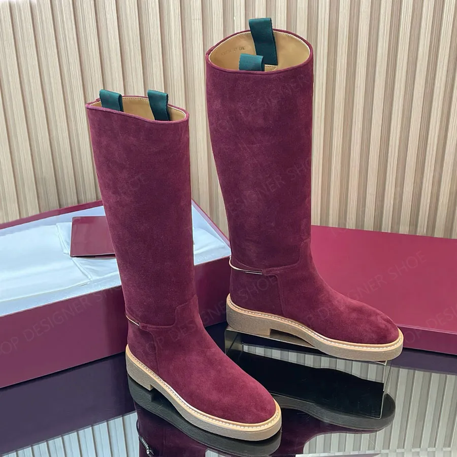 Classi Designer Suede Tall Suede Boots Flat With... From Factory Luxury ...