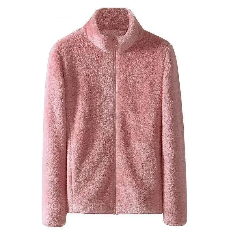 Thickened Coral Fleece Jacket for Women, Autumn Winter High Collar ...