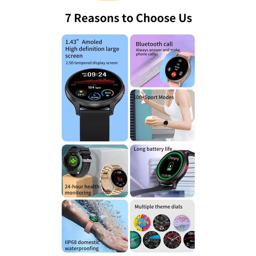 Senbono Max11 AMOLED Women's Smart Watch with 1.43'' Display, Call ...