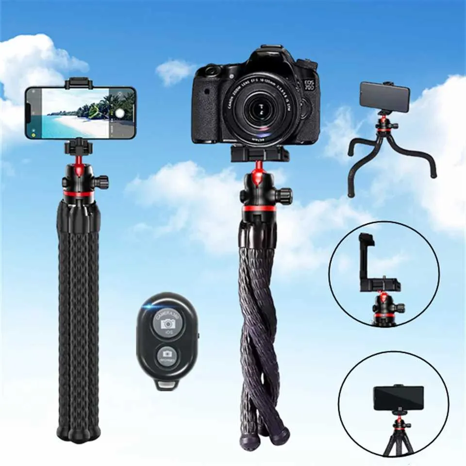 Roreta Octopus Flexible Camera Tripod With Microphone, Phone Holder ...