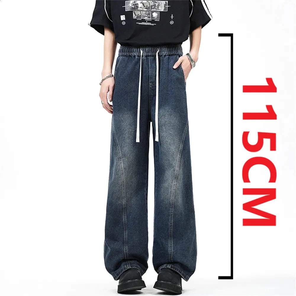 2025 Autumn Wide Leg Jeans Washed High Street 190 Tall Men Elastic ...