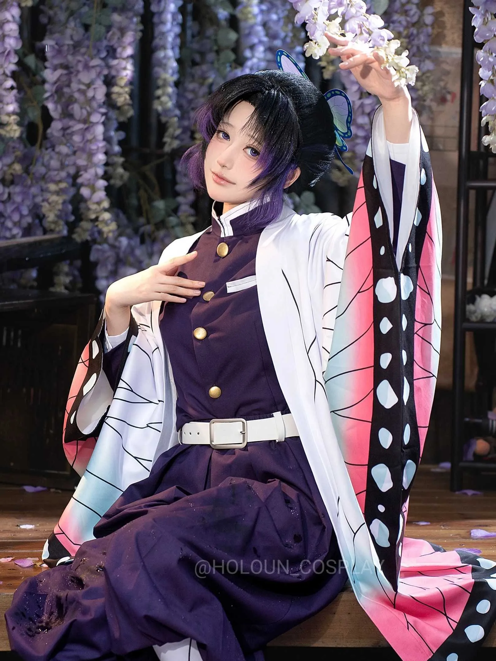 HOLOUN Anime Cosplay Kochou Shinobu Tsuyuri Kanawo Kanroji Mitsuri ...