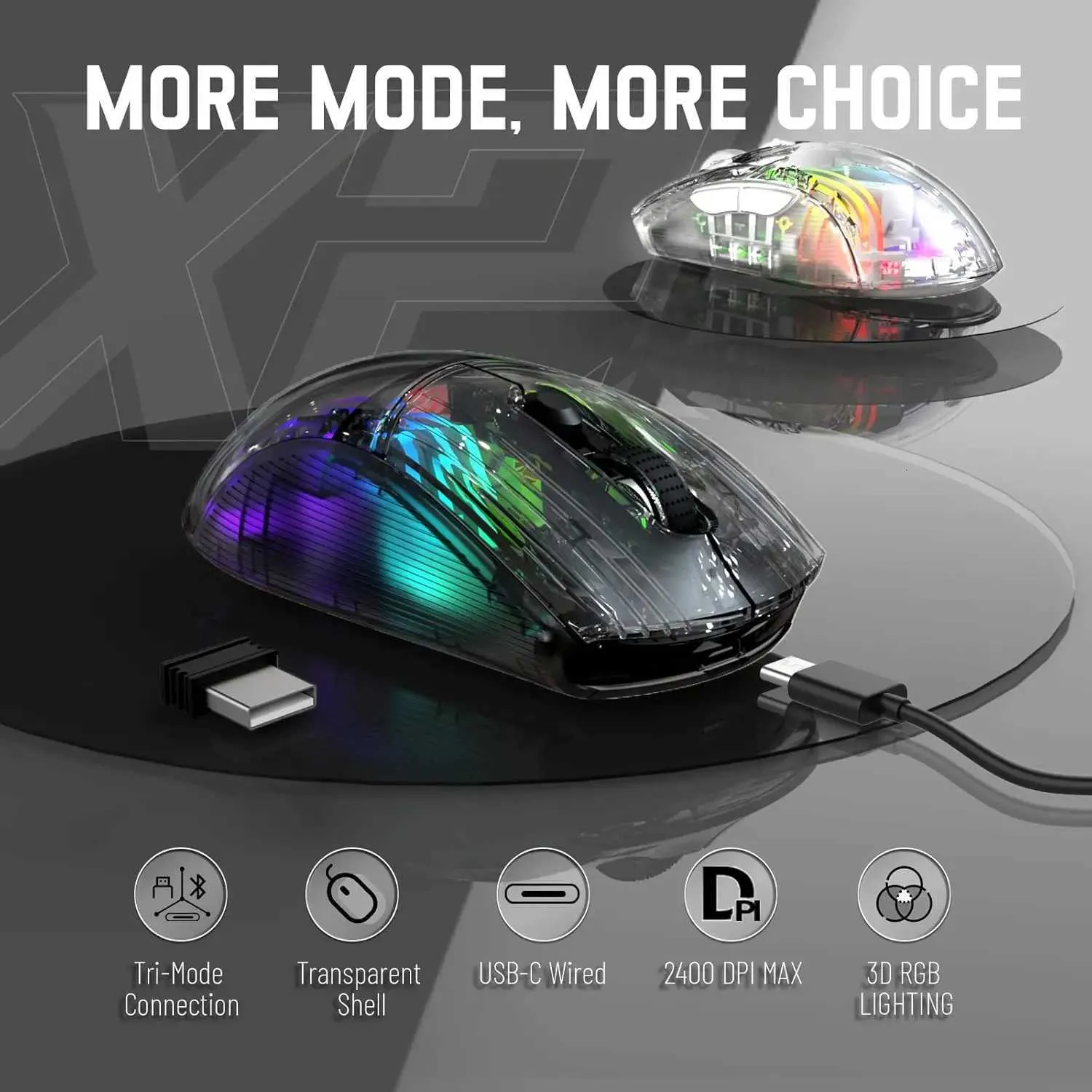 ATTACK SHARK X2 Wireless Gaming Rgb Gaming Mouse PC With Transparent ...