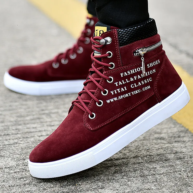 Spring High Top Mens Shoes Luxury Leather Sneakers Comfortable Lace Up ...