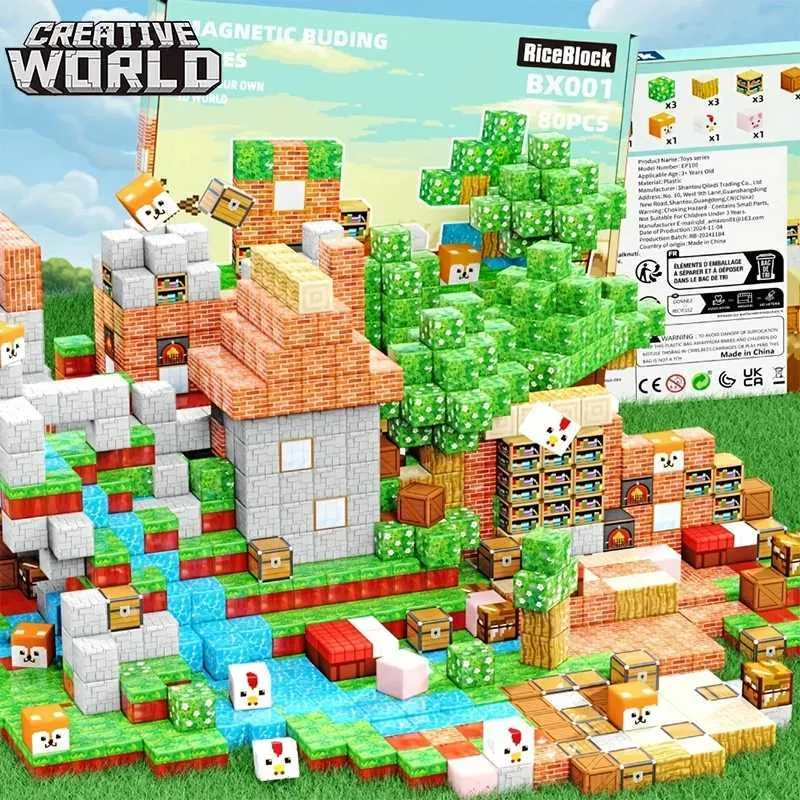 Magnetic Building Blocks Mine World Cube Magnet World Set For Age DIY ...
