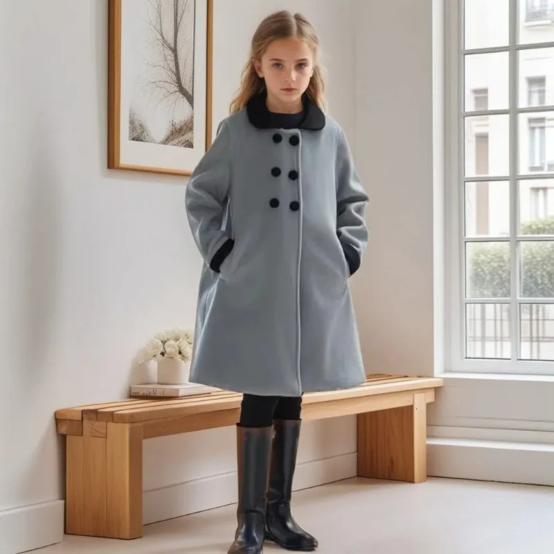 Girls' Winter Wool Coat: Double-Faced Tweed Overcoat for Fashionable ...