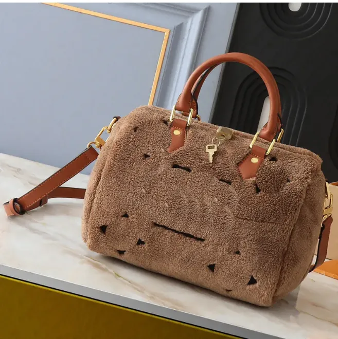 SpeedyksBags Womens Designer Winter Purse Genuine Lamb Wool Soft Fur ...