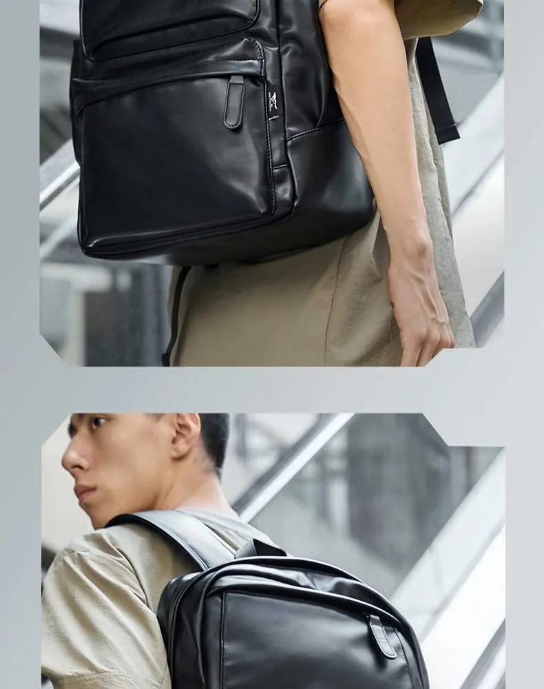 Septwolves High-Quality Leather Laptop Backpack 15-Inch Large Capacity ...