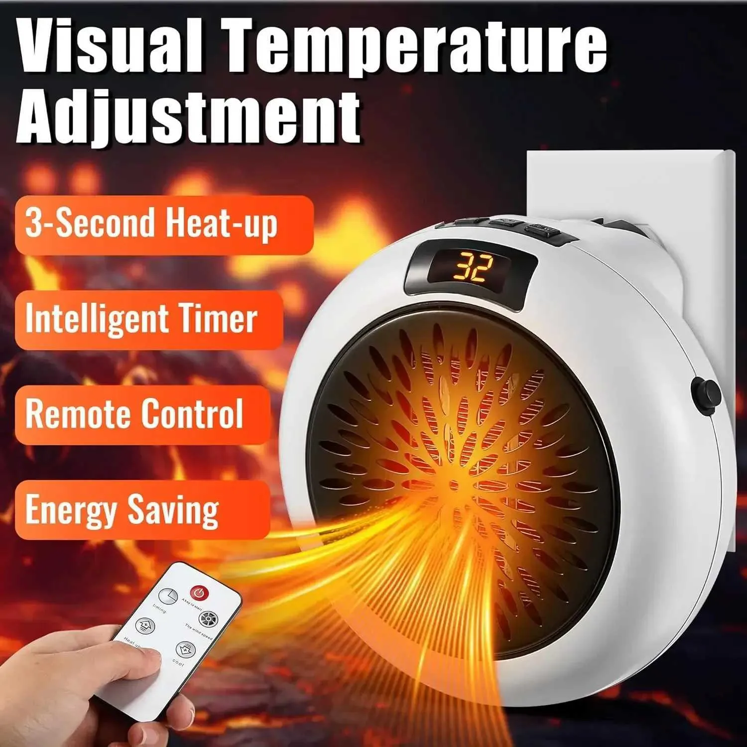 Mini Circular Heater Portable Wall Mounted Desktop Two Electric Heaters ...