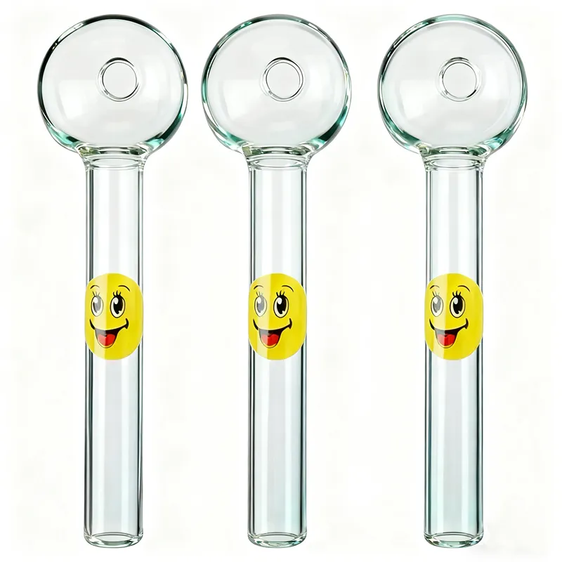Smiling Face Glass Pyrex Oil Burner Pipes 4 Inch Mini Spoon Heady Glass ...