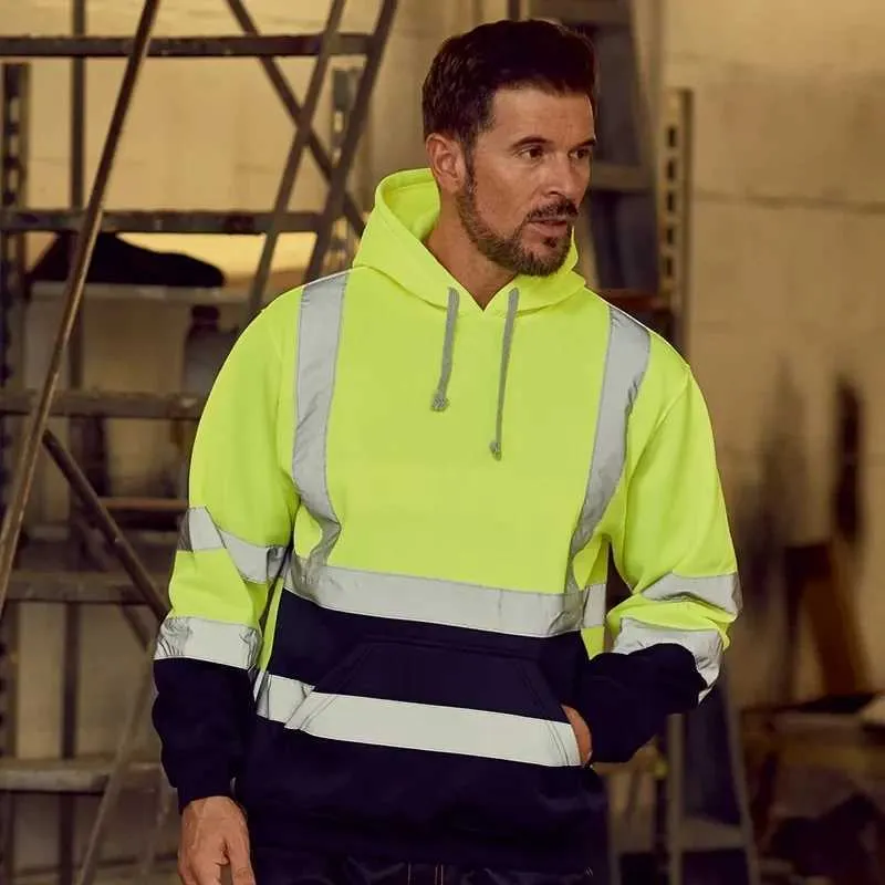 Reflective Polar Fleece Hooded Jacket, High Visibility Pullover Long ...