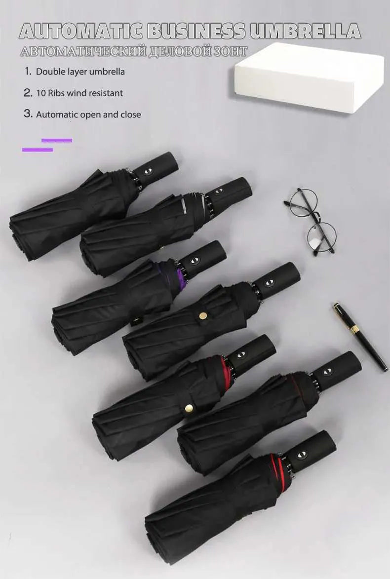 Double Layer 10-Bone Automatic Folding Umbrella for Two People, Anti ...