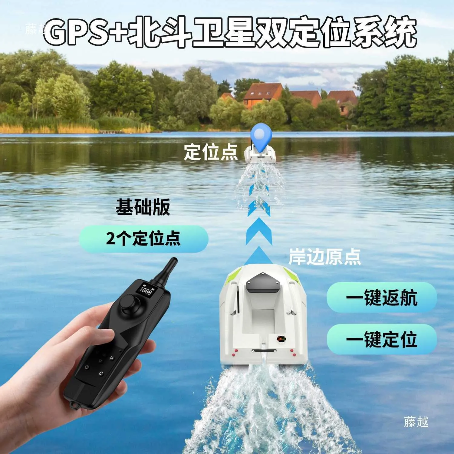 GPS Positioning Automatic Return 12V High Power Remote Control Boat New ...
