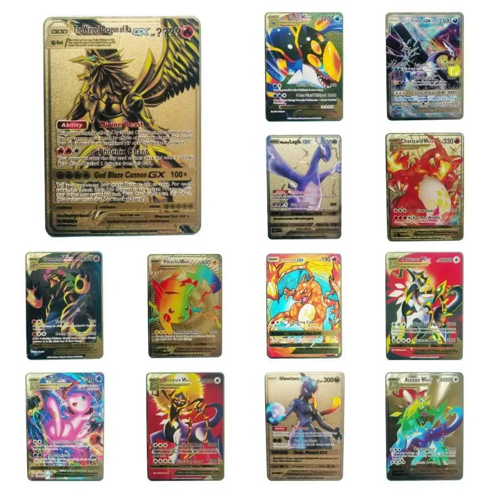 20 Style New Cards Gold Metal Cards English Hard Iron Cards Mewtwo Gx ...