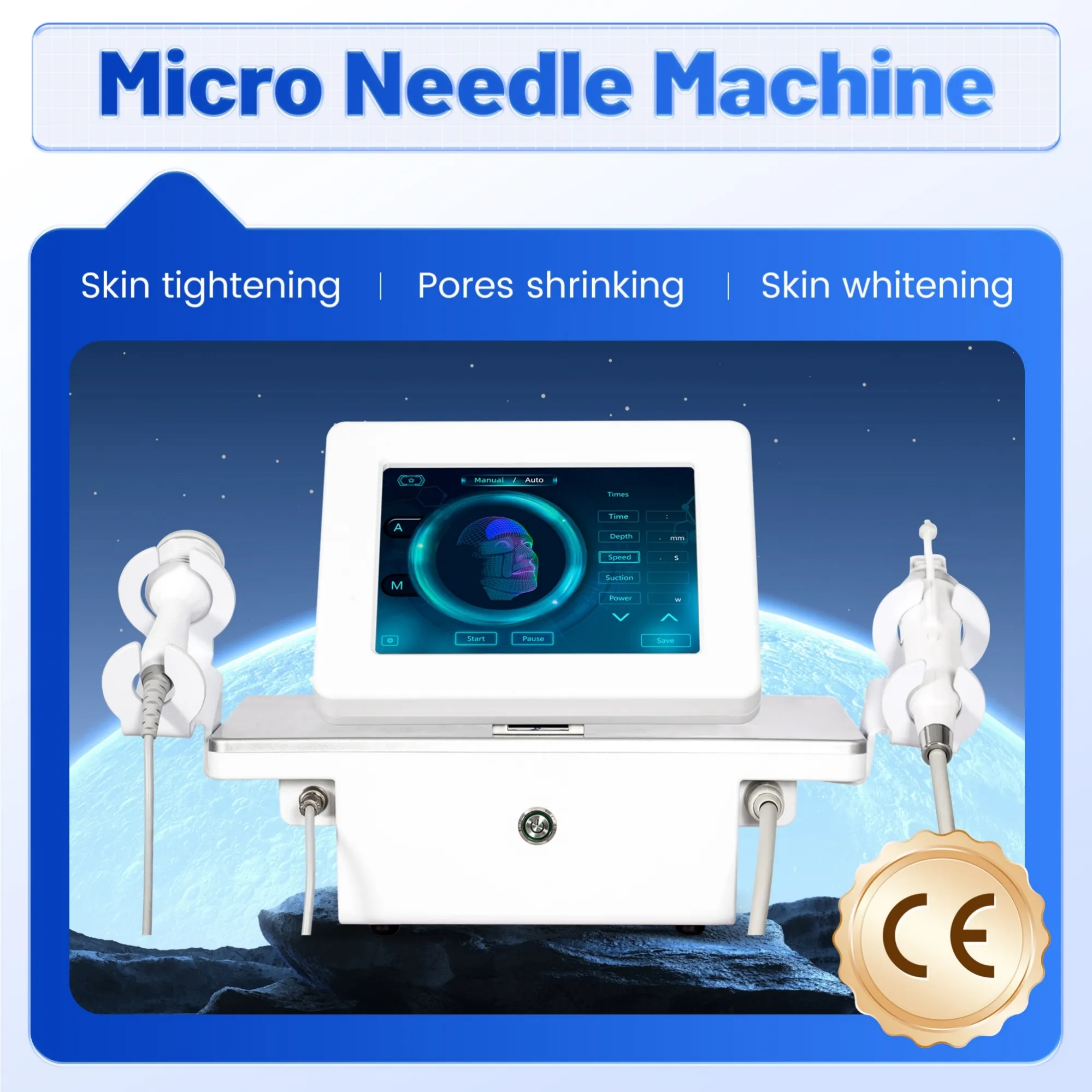 Gold Radio Frequency Micro Needle Instrument Deep Repair Skin Firming ...