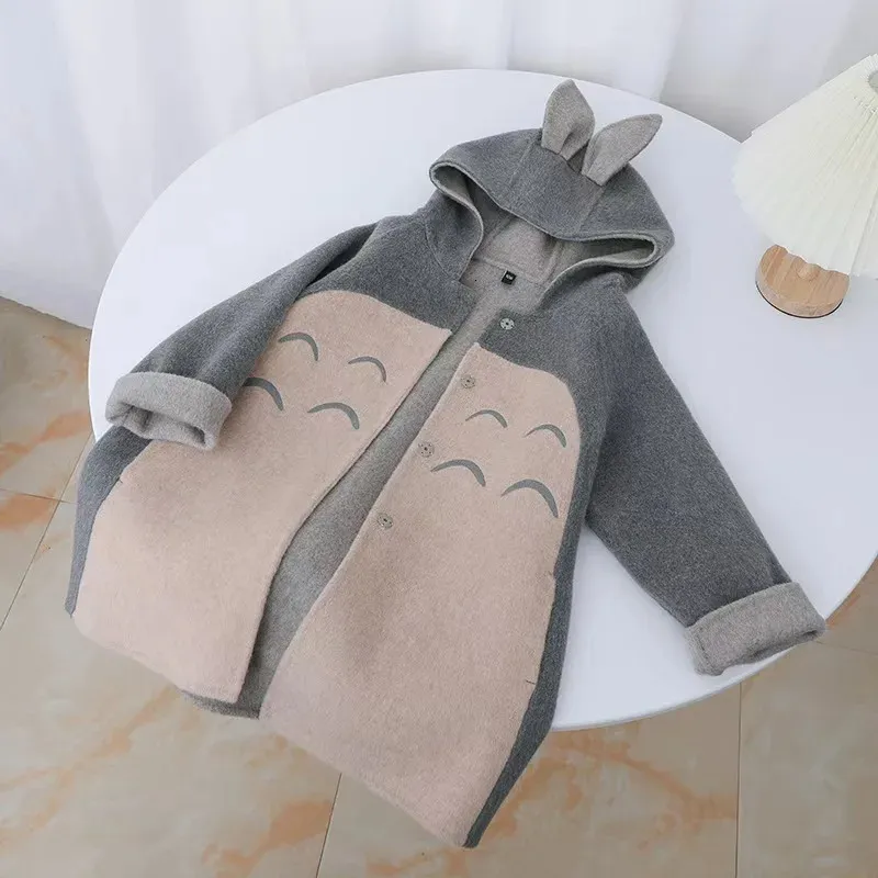 Handmade Double-Sided Wool Coat for Children, Winter Thickened Cute ...