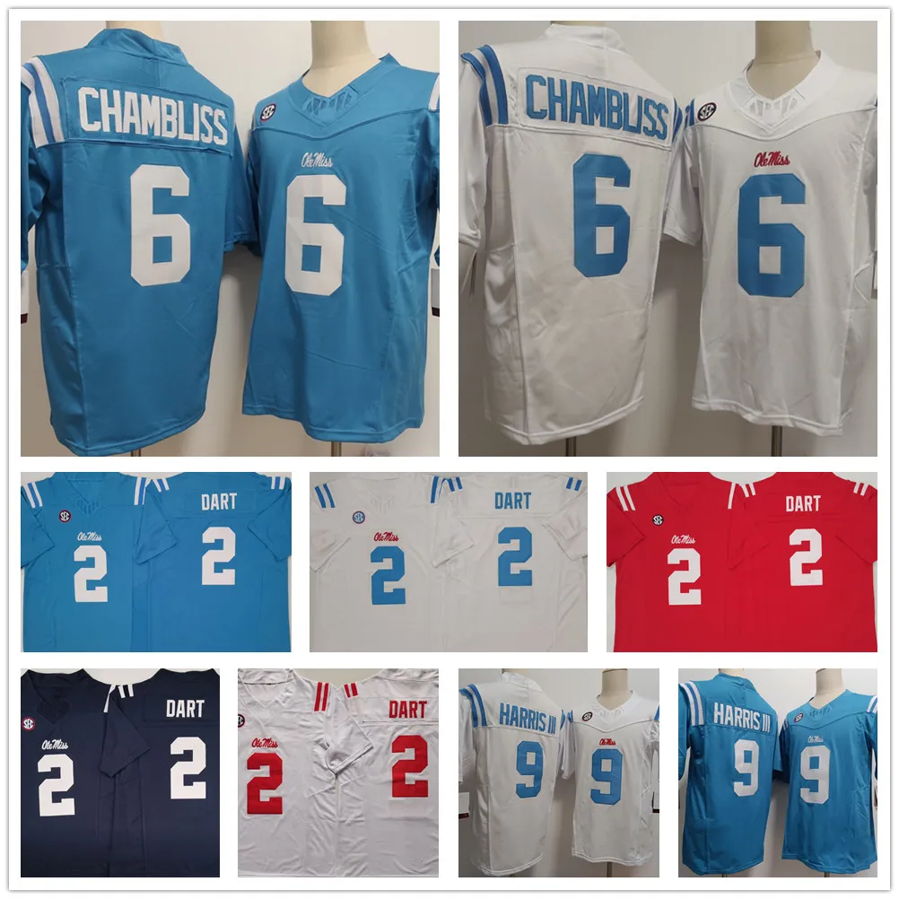 2026 Men's Ole Miss College Rebels Football Jersey 6 Trinidad Chambliss ...