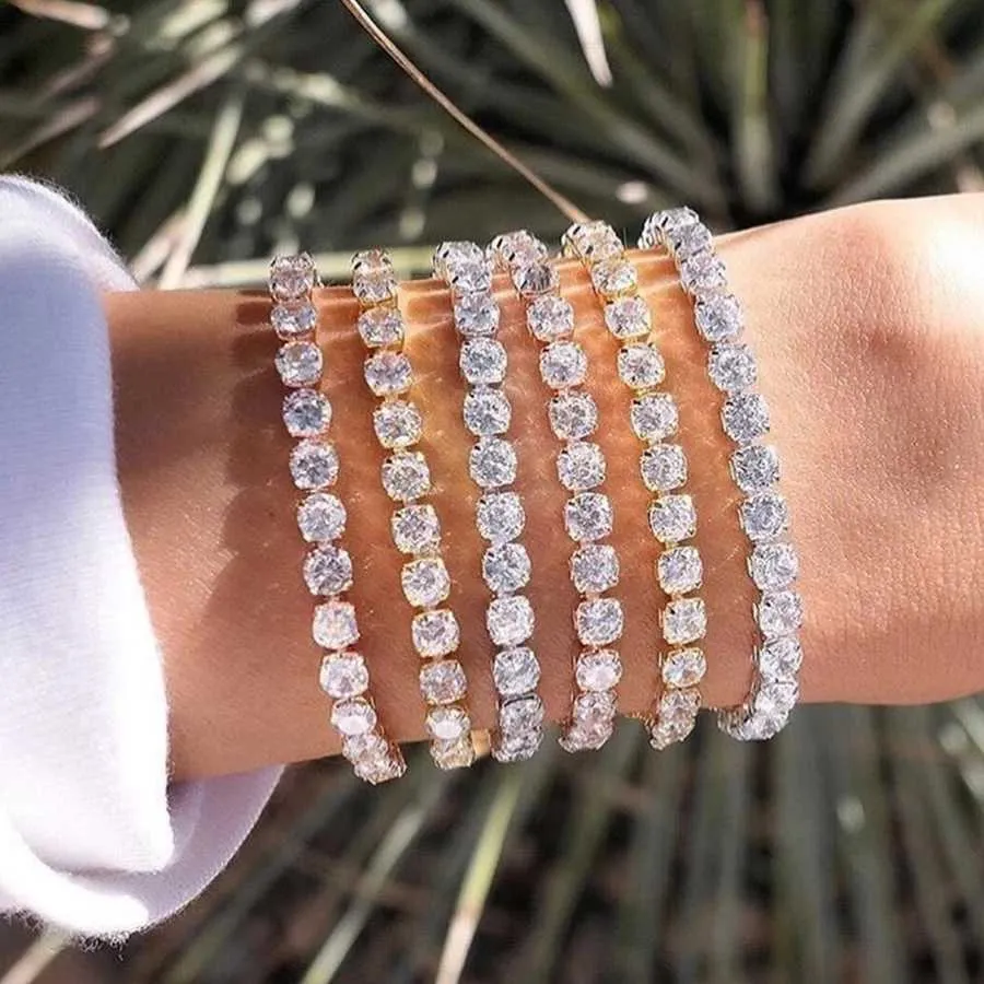 Dazzling Tennis Bracelet for Men and Women, 45mm, Shiny Zircon, Iced ...