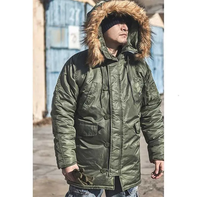Men's Long Military Parka with Fur Hood: Warm Tactical Bomber Army ...