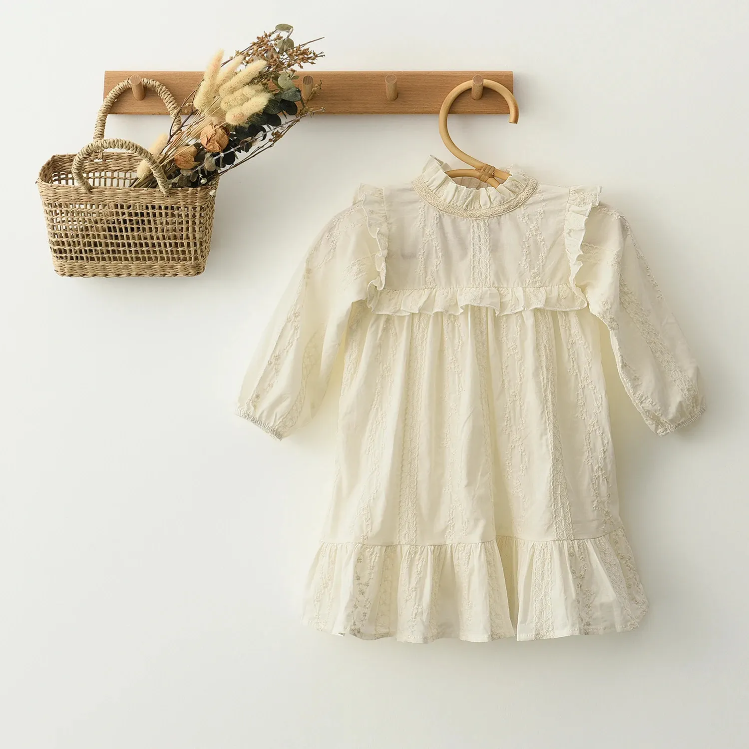 Lace Princess Girl Dress, Solid White, Baby Long Sleeve Dress, Toddler ...