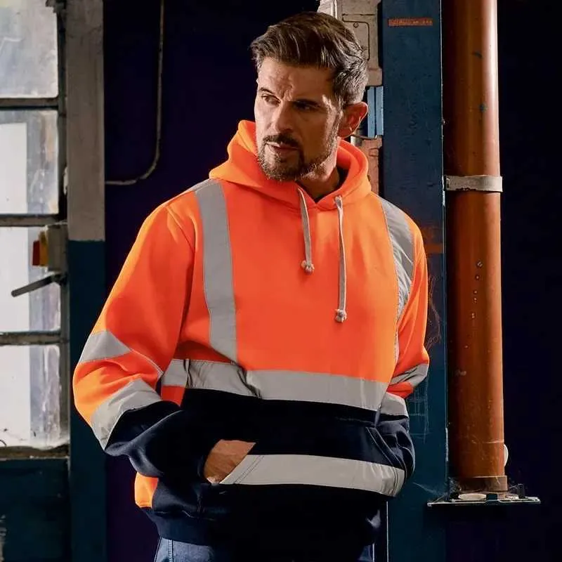 Reflective Polar Fleece Hooded Jacket, High Visibility Pullover Long ...