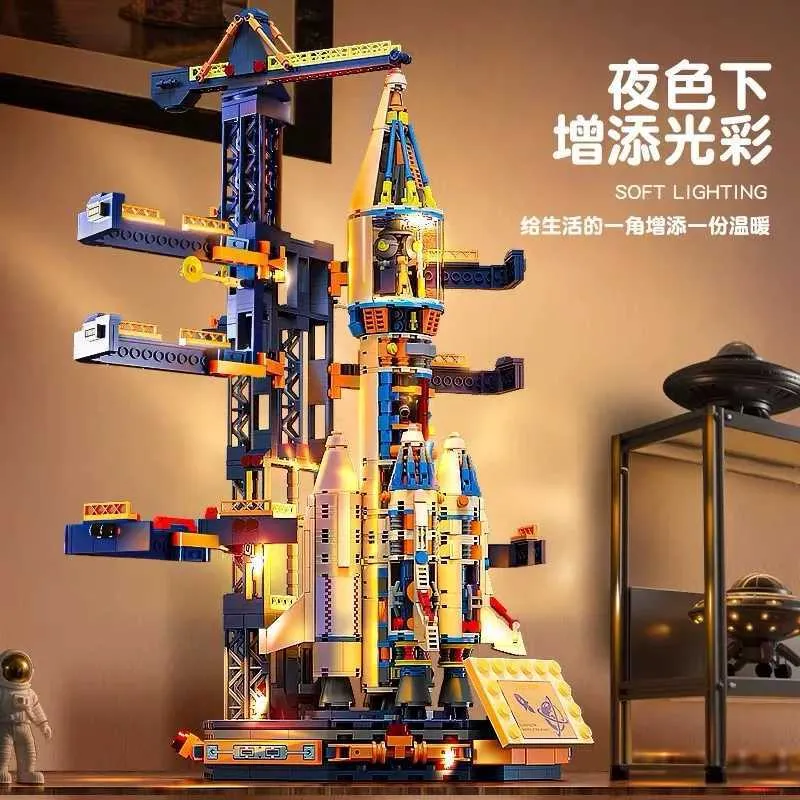 Aviation Building Blocks Semi Mechanical Manned Rocket Spacecraft Kids ...