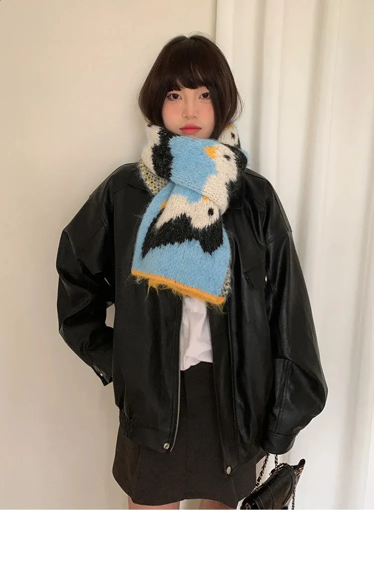 Cute Cartoon Knitted Little Scarf For Women, Wool Blend, Warm And ...