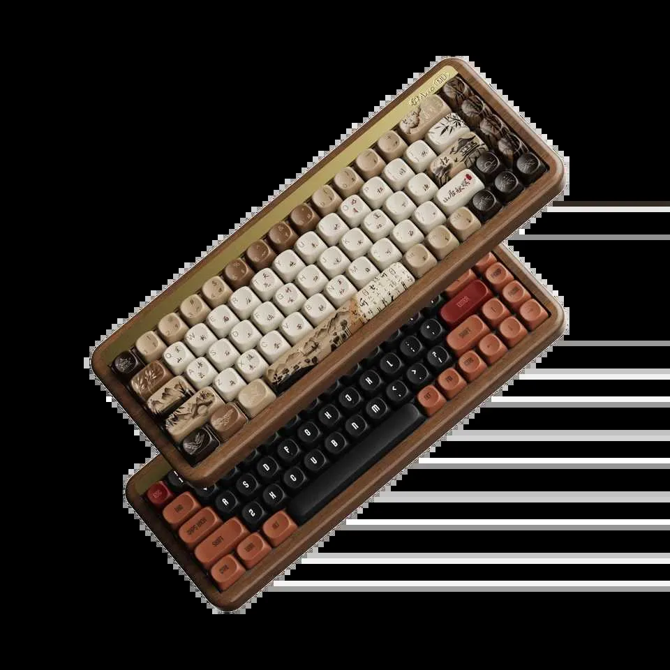 Akko MU01 Wooden Mechanical Custom Gaming Keyboard 75 RGB Hotswap, BT ...