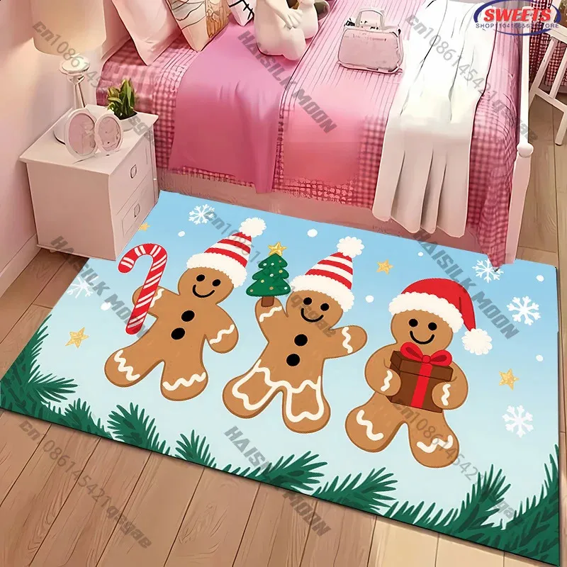 Christmas Element Carpet: Gingerbread Man Print Rug for Living Room ...