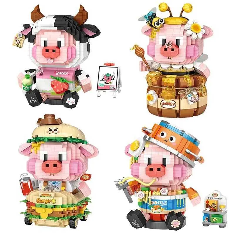 DIY Calf Model Cocomelon Building Block Set Creative Animal Pig ...