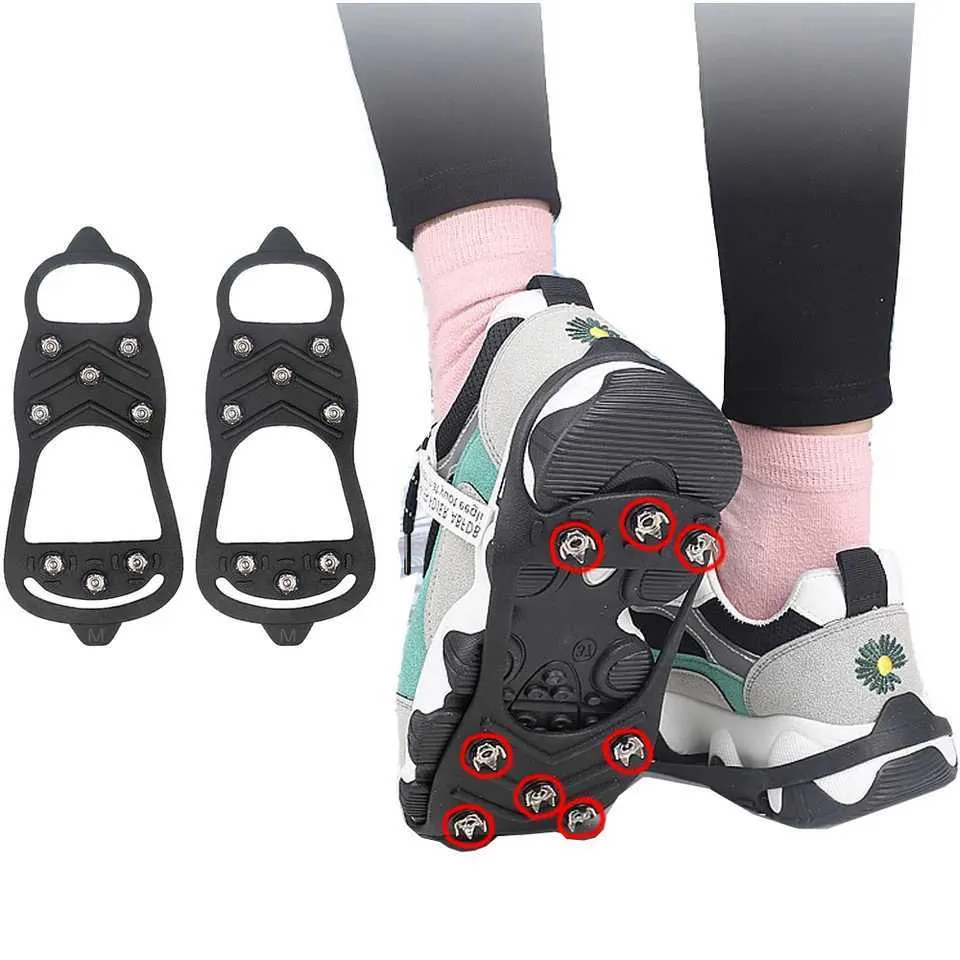 8 Teeth Ice Gripper Spike For Shoes Outdoor AntiSlip HikMountain ImbIce ...