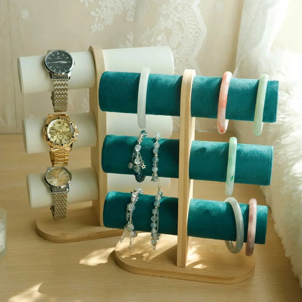 DIY Three-Layer Wooden Rack Organizer for Jewelry, Bracelets, and ...