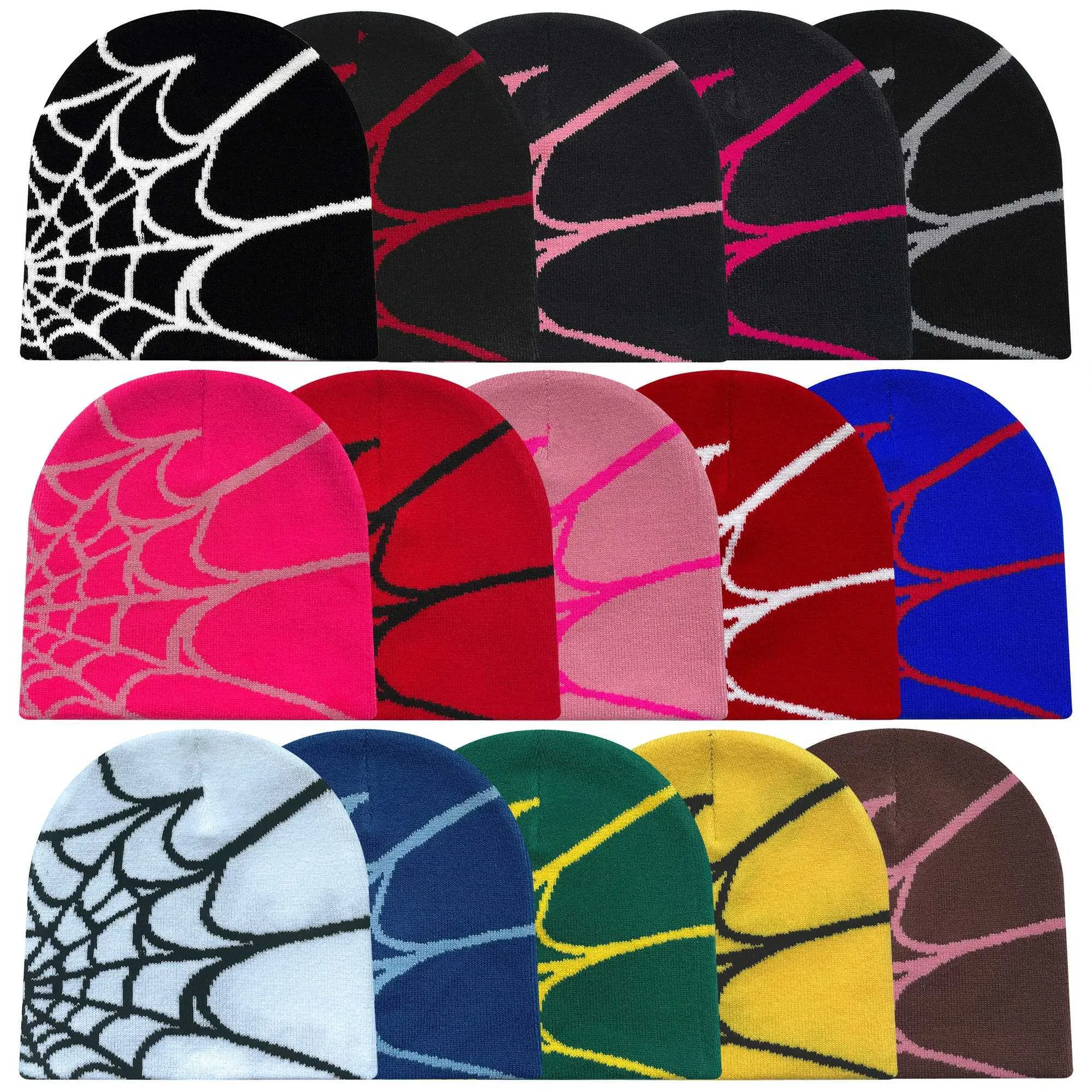 Universal Y2K Knit Spider Web Skully Hat For Outdoor Sports Four ...
