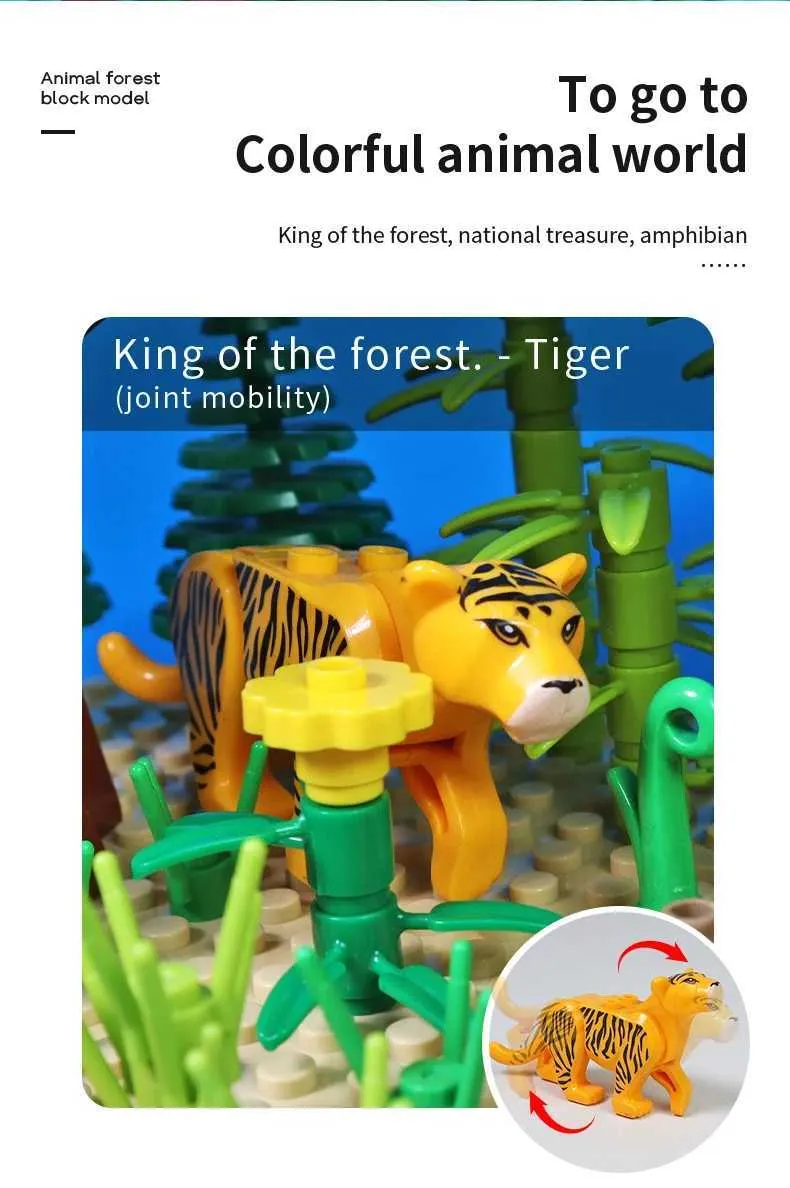 Moc Jungle Wild Animals Building Blocks Diy Toys For Boys And Girls ...
