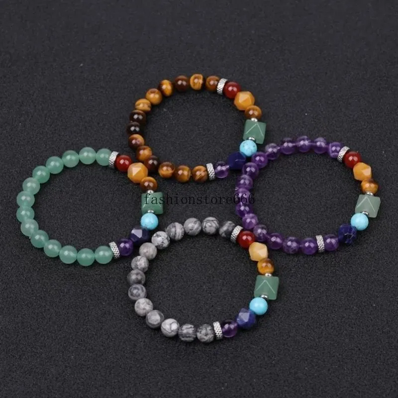 8mm Natural Green Aventurine Stone Pyramid Bracelet for Yoga, 7 Chakra ...