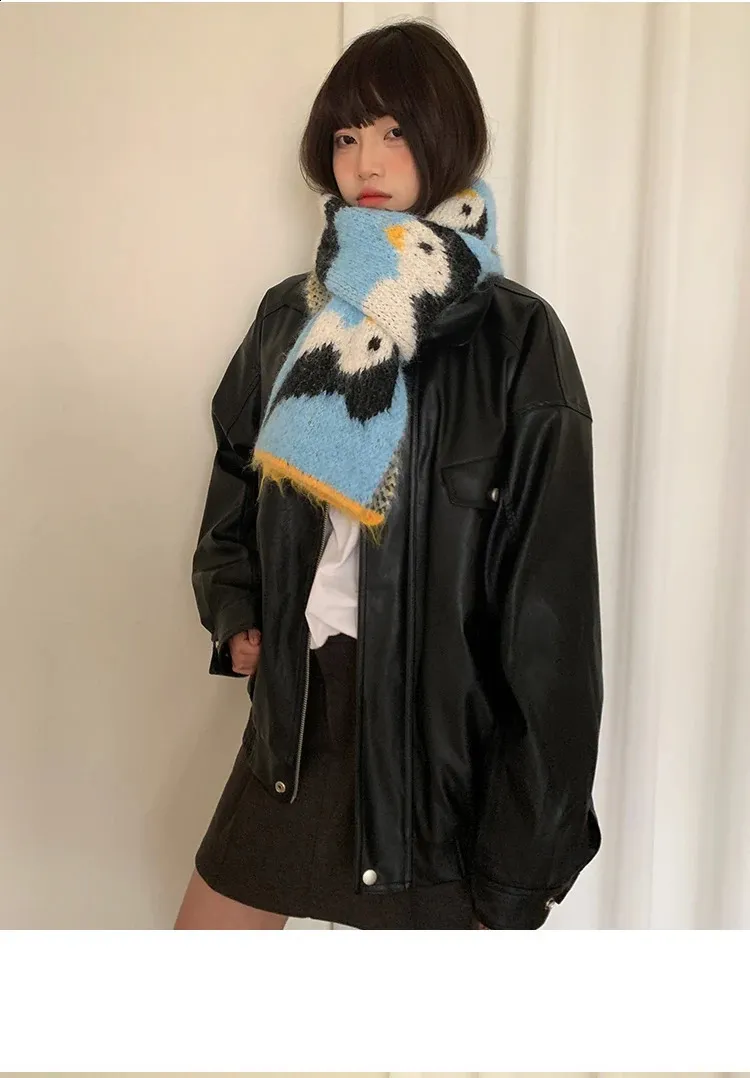 Cute Cartoon Knitted Little Scarf For Women, Wool Blend, Warm And ...