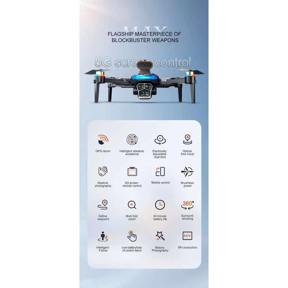 Brushless GPS drone with 4.5-inch screen, obstacle avoidance, optical flow, and high-definition ...