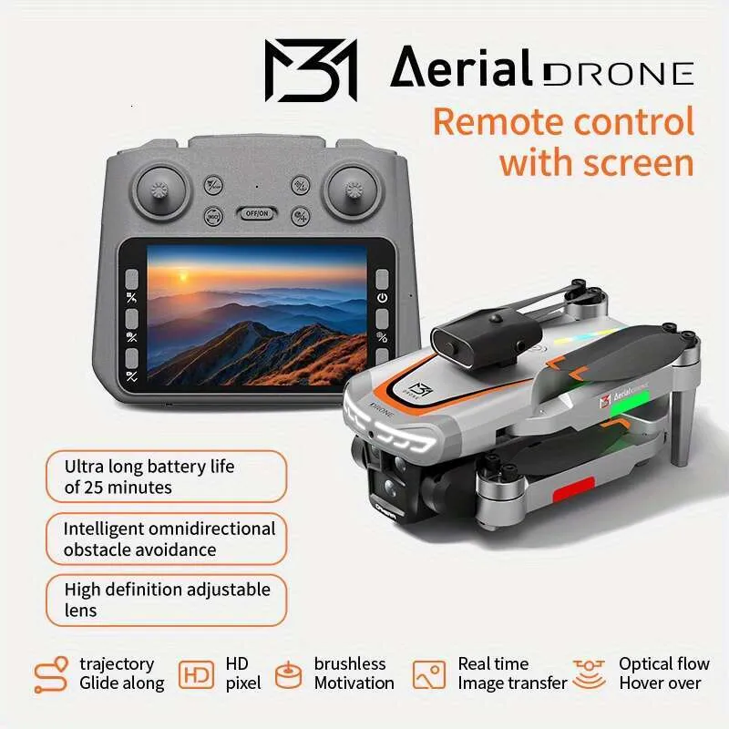 4, 5-Inch Large Screen RC Drone with HD Camera, Brushless Motors, One ...