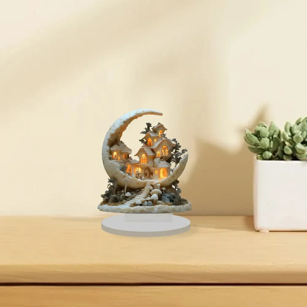 2D Planet Moon House Lent Acrylic Home Decoration Ornaments, Living ...