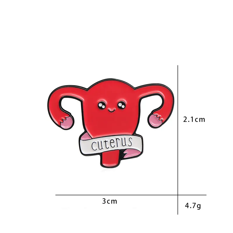 Cuterus Uterus Feminist Lapel Pin Badge - Funny Custom Medical Organ ...