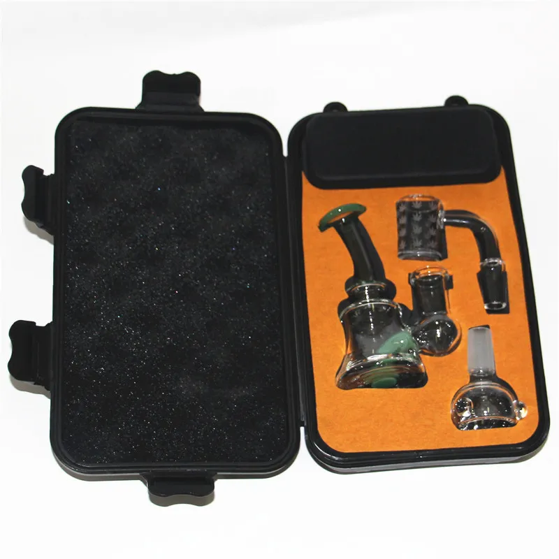 Portable Mini Glass Water Bong Hookah With Recycler, 14mm Male Oil ...
