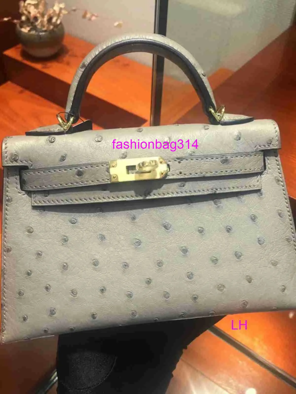 Handmade Genuine Leather Designer Ostrich Skin Small Silver Bag For ...