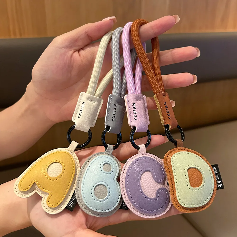 Fashion Keychain with English Letters, Leather Trendy Bag Pendants ...