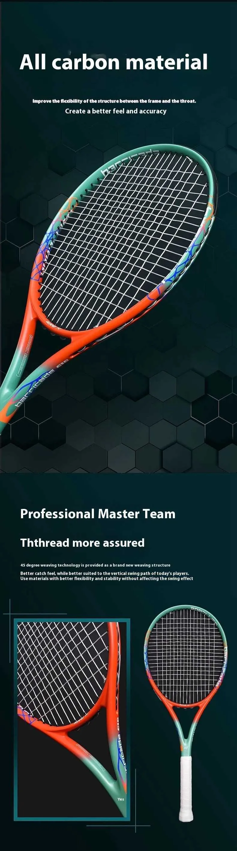 Authentic Adult All Carbon Tennis Racket High Bounce Professional ...