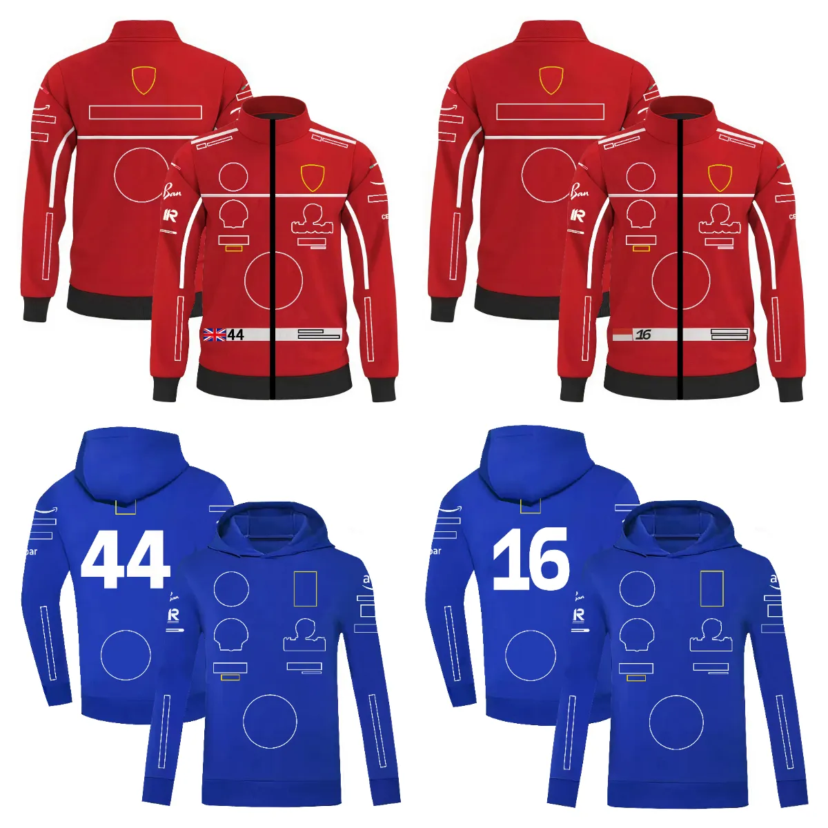 2025 F1 Team Red Zipper Racing Jacket, New F1 Driver Race Blue Hooded ...