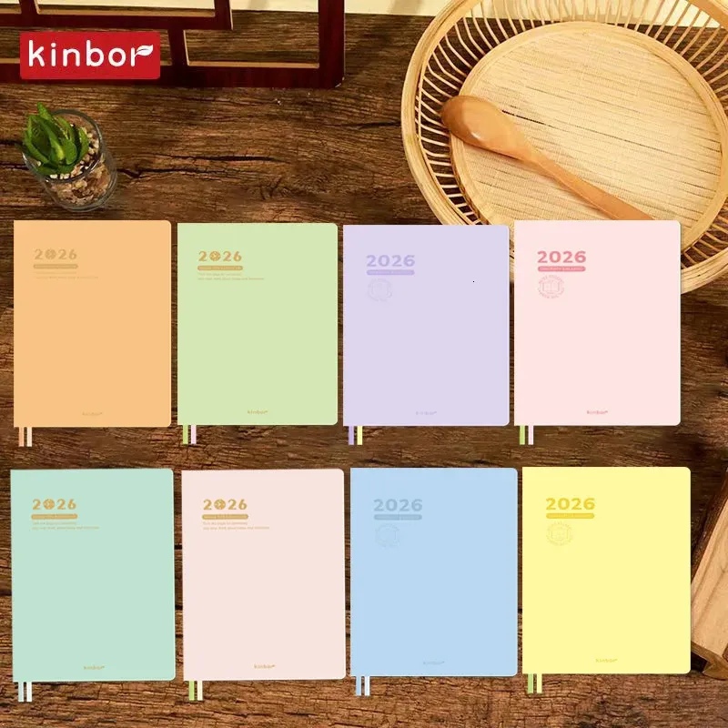 Kinbor 2026 A5 Notebook Planner, Premium PU Leather 180 Flat Journal ...
