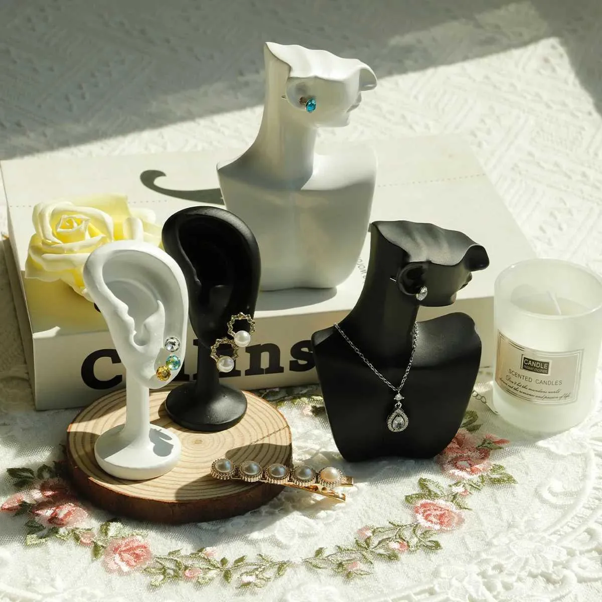 Resin Side Face Mannequin Jewelry Display Stand Head Bust Portrait ...