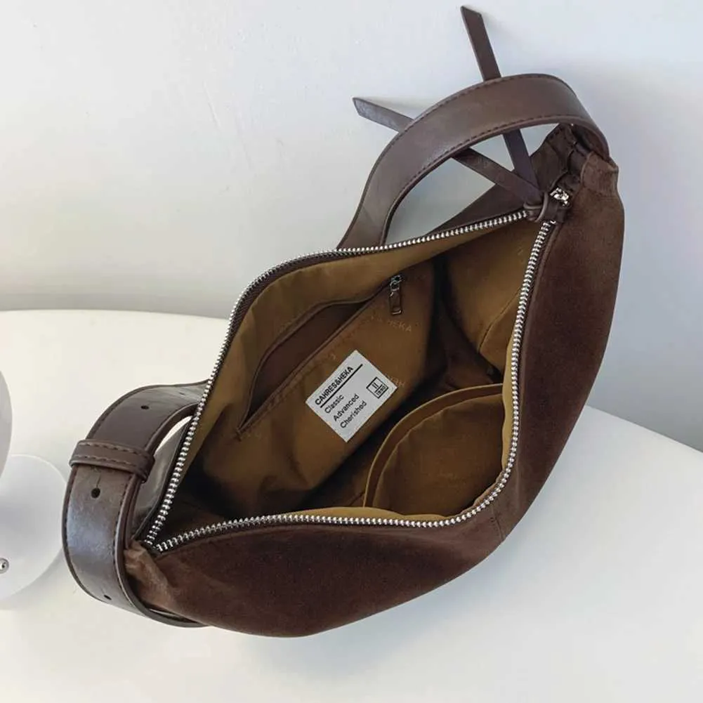 Crescent Bag for Men and Women, Adjustable Strap Shoulder Bag, Suede ...