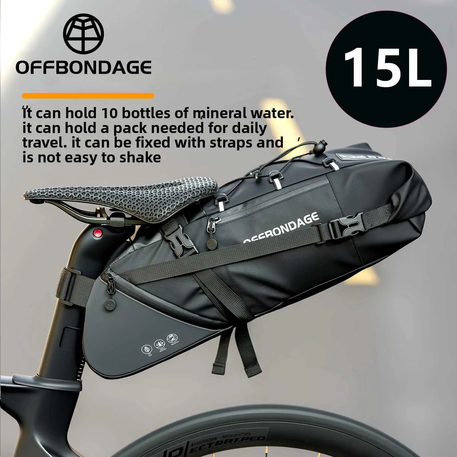Offbondage Bicycle Saddlebag: 15L Large Capacity Waterproof Bike Bag ...
